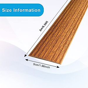 Floor Transition Strip Self Adhesive Laminate Floor Strip Threshold Seam Cover Strip Vinyl Door Floor Trim Elegant Wood Grain Design (Brown Wood Grain, 2"/6.6 FT)