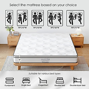Queen Mattress,10 Inch Hybrid Mattress,Pocket Spring for Good Support,Queen Bed Mattress in A Box, Cooler Sleep & Pressure Relief,CertiPUR-US Certified,10 Year Warranty,120 Nights Risk-Free Trial