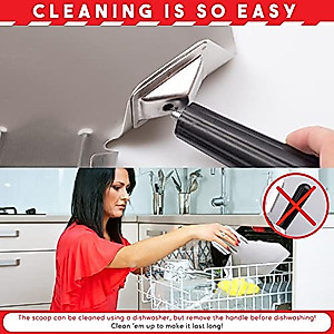 Popcorn Scoop Stainless Steel Commercial French Fry Bagger, 2 Handle Detachable Food Service Scooper for Snacks, Desserts, Ice, & Dry Goods with Reusable Popcorn Containers Bundle