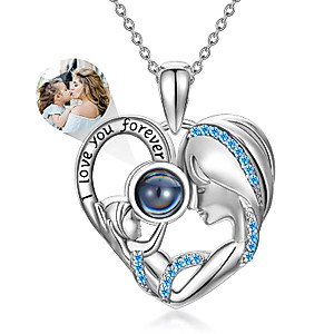 Dorunmo Personalized Photo Projection Pendant Necklace Mother Projection Picture Necklace jewelry Romantic Gifts for Women Birthday Anniversary Mother's Day Gift