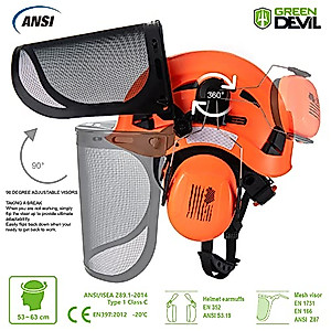 Forestry Safety Helmet Chainsaw Helmet with Mesh Face Shield and Ear Muffs 3 in 1 Forestry Hard Hat