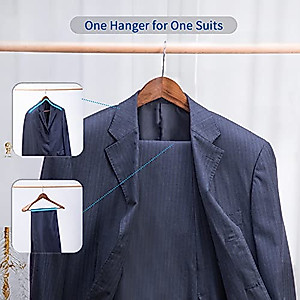 Nature Smile Luxury Wooden Suit Hangers 6 Pack Wood Coat Hangers Jacket Outerwear Shirt Hangers,with Extra-Wide Shoulder, 360 Degree Swivel Hooks & Anti-Slip Bar with Screw(Retro Color)