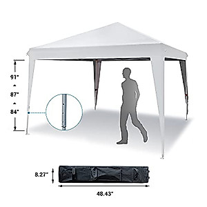 ASTEROUTDOOR 10'x10' Pop Up Canopy with Sidewalls, Adjustable Leg Heights, Windows, Wheeled Carry Bag, Stakes and Ropes, White