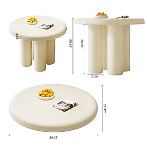 HOTICKME 39.37" White Kitchen Table, Modern Round Dining Table for Kitchen, Bar, Living Room, Dining Room Table, Table Only