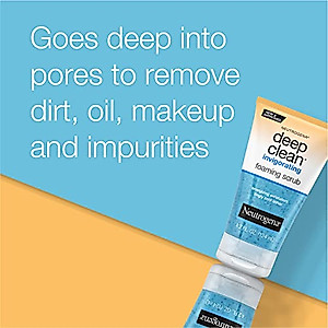 Neutrogena Deep Clean Invigorating Foaming Facial Scrub with Glycerin, Cooling & Exfoliating Gel Face Wash to Remove Dirt, Oil & Makeup, 4.2 fl. oz
