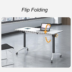 3pcs Foldable Conference Tables, Flip Top Mobile Training Table with Modesty and Lockable Wheels,Quickly Change from Horizontal to Vertical (Color : B, Size : 120 * 40 * 75cm)