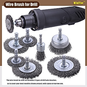 Mixiflor Wire Brush for Drill, 8 Pcs Wire Wheel Brush Cup Set, Wire Wheel for Drill 1/4 Inch Arbor, Drill Wire Brush Cup Brush for Cleaning Rust, Wire Wheel Brush Drill Attachments