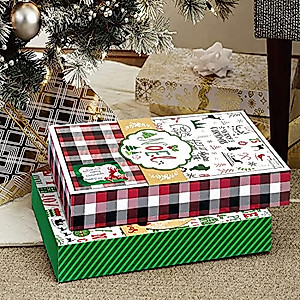 Party Funny 12Christmas Gift Wrap Boxes Bulk with Lids, 12 Tissue paper and 80 Count Foil Christmas Tag Stickers for Wrapping Large Clothes (Shirts，Tshirt) and Xmas Holiday Present