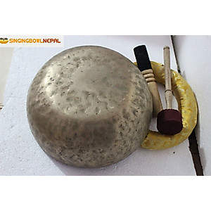 12" Old E Note Tibetan Singing Bowl, Meditation Bowl, Tibetan Bowls, Free Singing Bowl Silk Cushion, Striker and Drum Stick