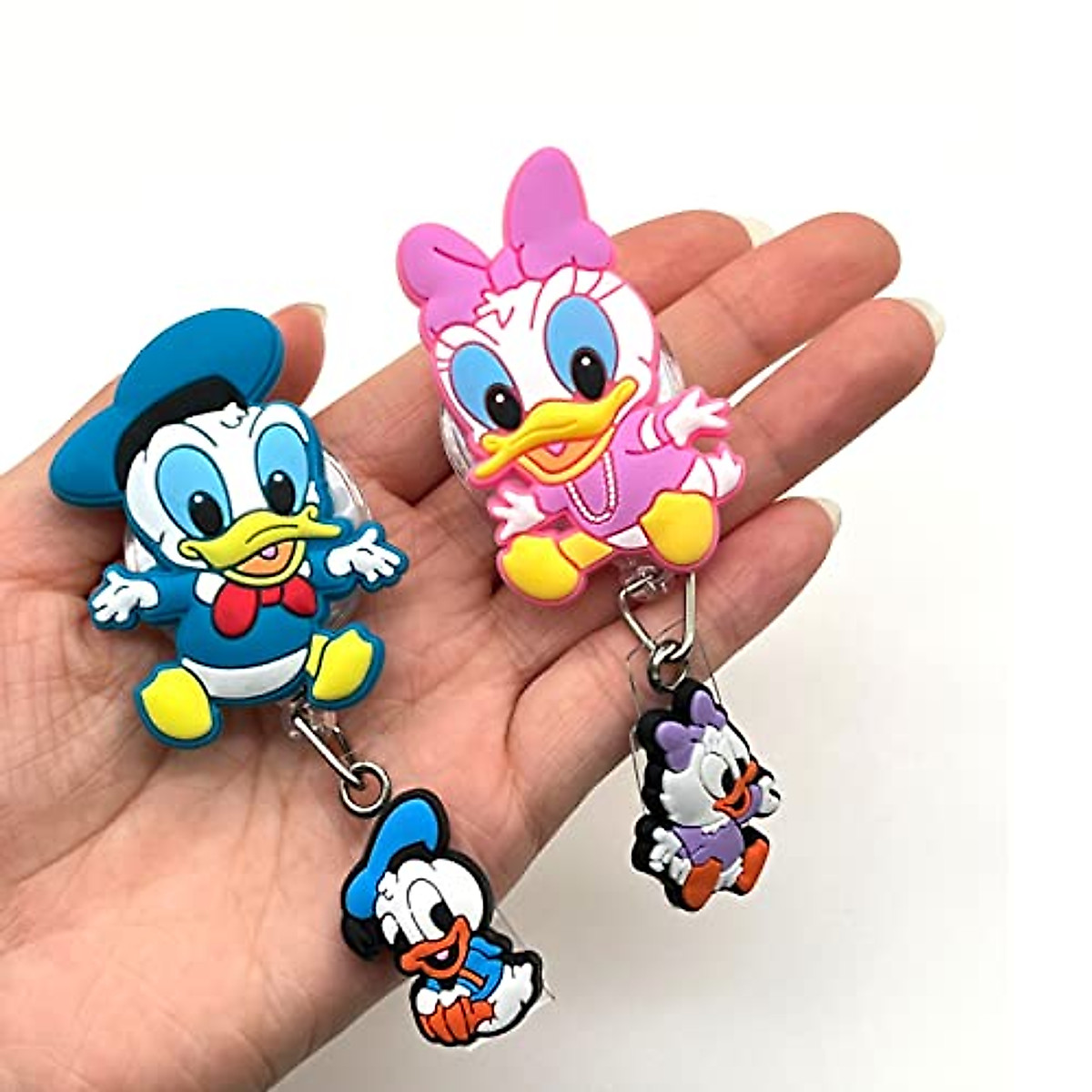 5pcs Cartoon Cute Retractable Badge Holders.Retractable Badge Reel, Badge Reel Holder for Teacher and Nurses, Clip-on Name Badge Holder for Office
