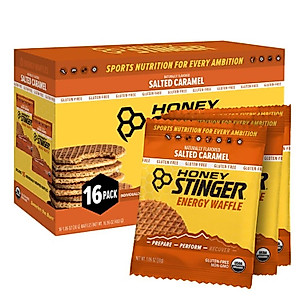Honey Stinger Organic Gluten Free Salted Caramel Waffle | Energy Stroopwafel for Exercise, Endurance and Performance | Sports Nutrition for Home & Gym, Pre & During Workout | 16 Count