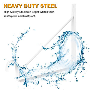 2 Pack Heavy Duty Closet Rod Brackets Holder 11 x 11 x 1 Inch, White Closet Rod Support Bracket Steel Closet Rod Holders for Hanging Clothes, Wall Mounted Shelf and Rod Support Brackets with Screws