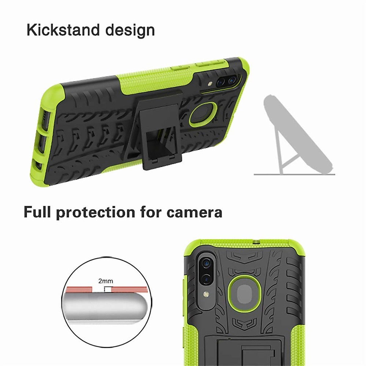 Yiakeng Samsung Galaxy A20 Case, Samsung Galaxy A50 Case, Shockproof Slim Protective with Kickstand Hard Phone Cover for Samsung Galaxy A50/A30/A20 (Blue)