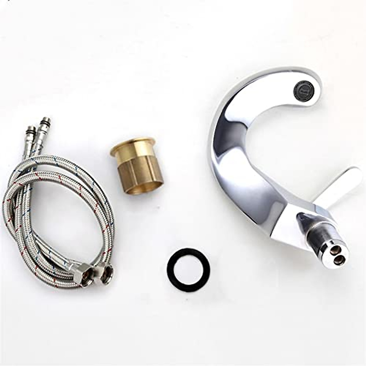 -Faucets,Basin Mixer Tap Basin Faucet, Chrome Brass New Bathroom Basin s Type Faucet, Deck Mounted Cold Hot Water Sink Mixer Taps for Bathroom Kitchen/Chrome/Hose Size 38