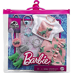Barbie Clothing & Accessories Inspired by Jurassic World with 10 Storytelling Pieces Dolls: Crop Top & Mini Skirt, Ankle Boots, Purse, Clutch Sunglasses & More, Gift for 3 to 8 Year Olds