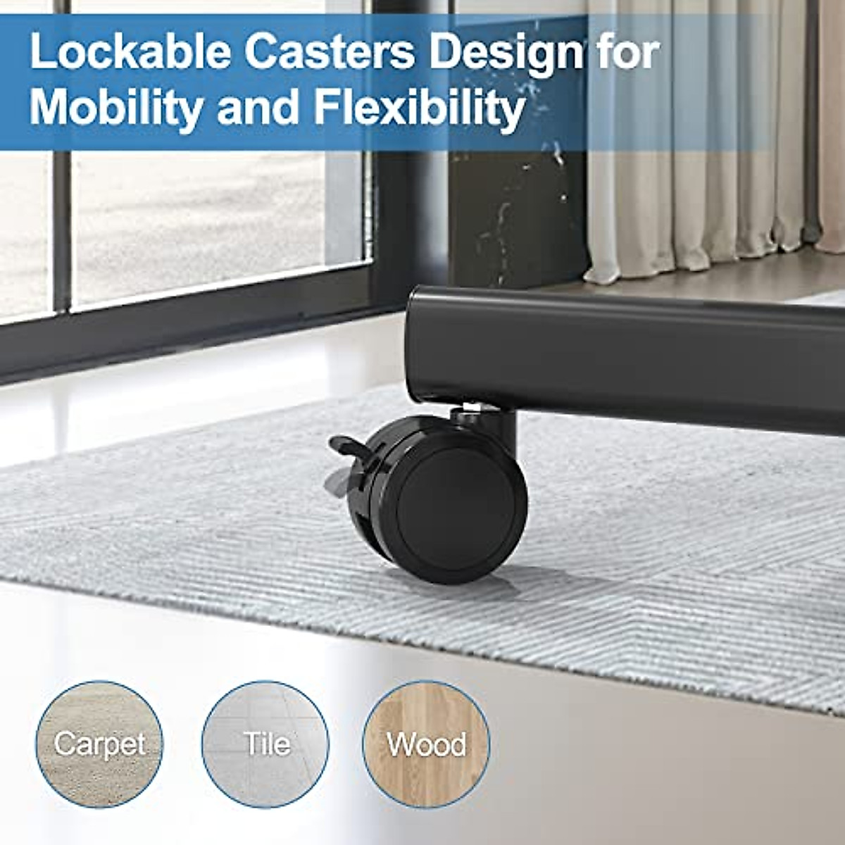 Joy Seeker Stem Caster Wheels Set of 4, 2 Inch Nylon Threaded Swivel Caster with 5/16 Inch Stem, M8 Stem Casters Replacement for Standing Desk, 2 Wheels with Locking Brake, Each Load Capacity 110lbs