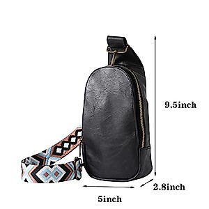 Sling Bag with Guitar Strap Women Chest Bag Small Crossbody Leather Shoulder Backpack For Cycling Hiking Travel