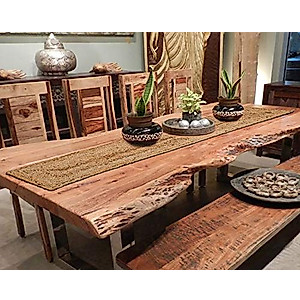 Reversible Jute Braided Table Runner, Farmhouse Jute Burlap Table Runner, Natural Jute Braided Table Runner, Organic Eco-Friendly Rustic Vintage Dining Table Runner- 13x72 Inch - Natural