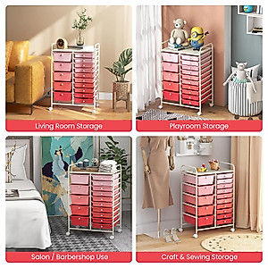 Giantex 15 Drawers Rolling Cart, Classroom Organizers, Storage Cart with Wheels, for Teacher Office Home School Supplies Tool Craft Art Paper