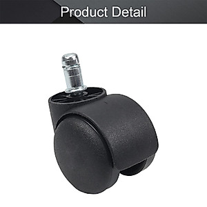 Caster Furniture，Rubbered Trolley Wheels ， Castor Wheels,Furniture Casters,Office Chair 2-inch Dia Twin Wheel Nylon 360 Degree Rotatable Swivel Stem Caster 1pcs/2pcs/4pcs