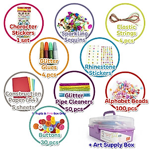 Olly Kids Arts and Crafts Supplies Set- 1000+ Pieces Giftable Craft Box for Kids: DIY Craft Supplies for Toddlers, School Project, and Homeschool