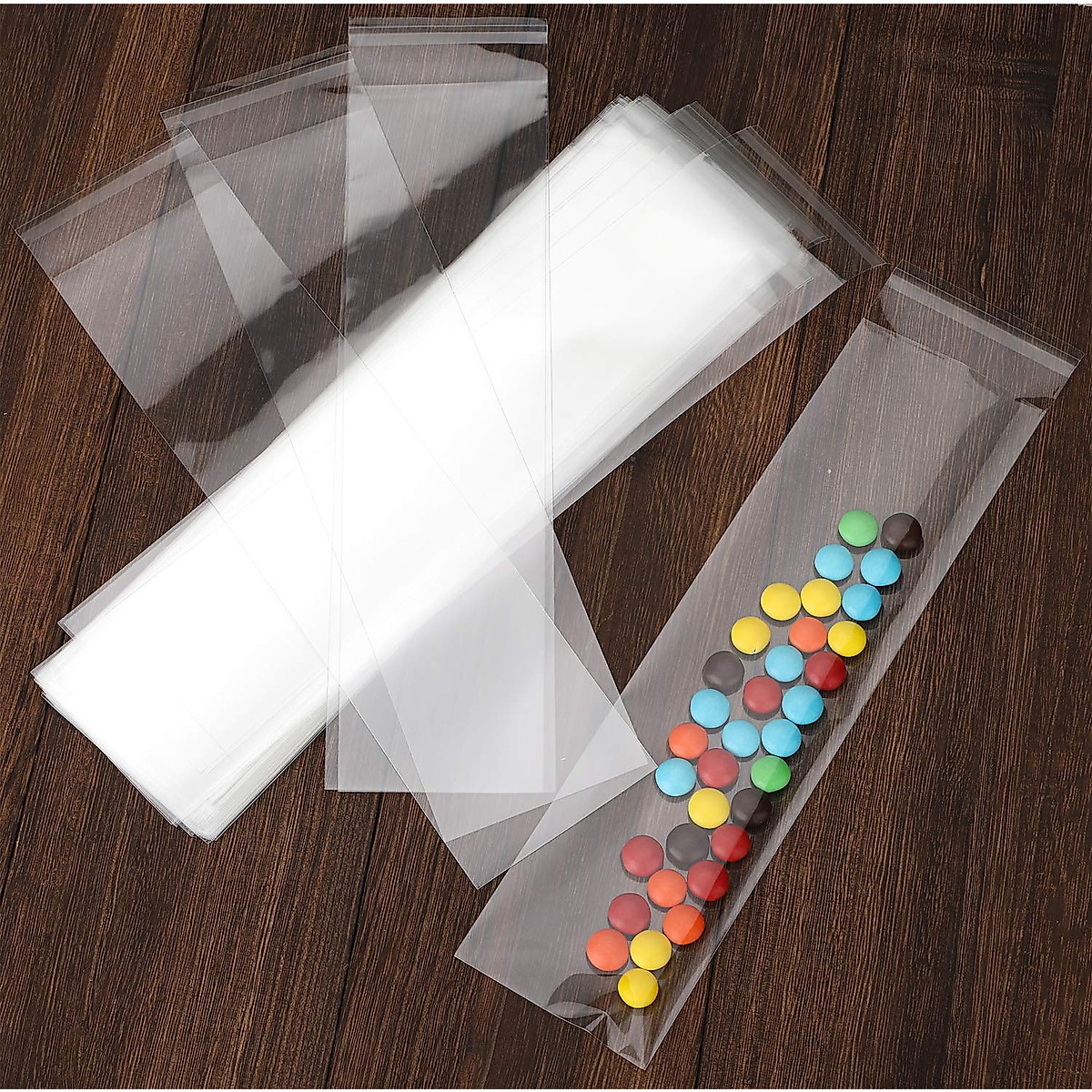200 pcs Clear 3" x 11" Long Self Seal Cello Cellophane Bags Resealable Poly Bags 2.8 mils for Bakery Cookies Candles Christmas Halloween Party Decorative Pretzel Sticks
