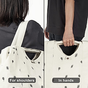 YOHOM Flexible Laundry Baskets Collapsible 60L Canvas Portable Tote Bag Bathroom Storage Bin Toy Organizer for College Dorms, Bedroom, Bathroom Oatmeal/Creamy-White