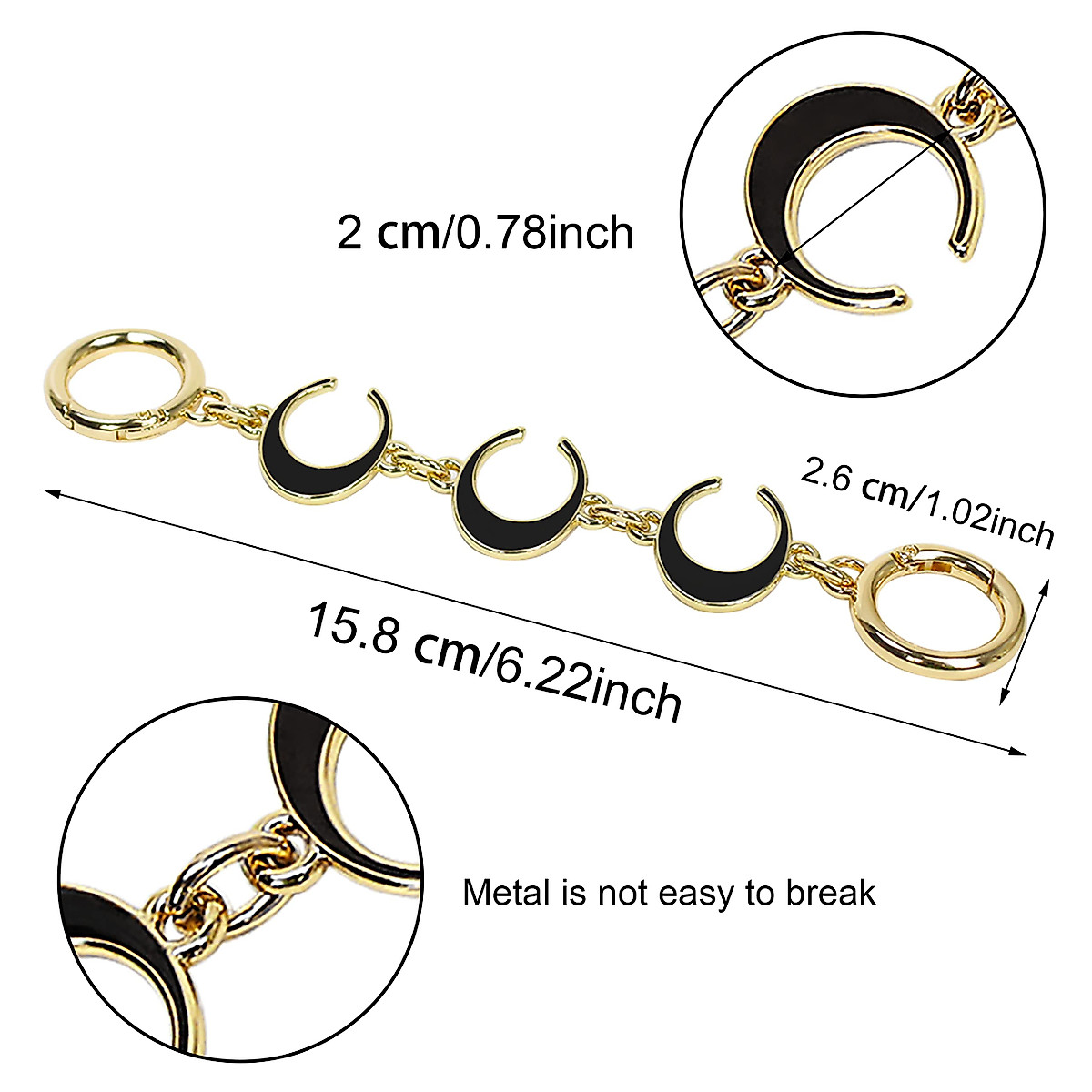 FKKWUOT Gold Purse Chain Strap,Purse Strap Extender for Coach Bag,Chain Replacement Accessories for Crossbody and Various Styles Bags (Black)