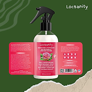 Locsanity Daily Moisturizing Rose Water and Peppermint Hair Scalp Refresher for Locs and Dreadlocks - Natural Loc Care and Maintenance (8oz)