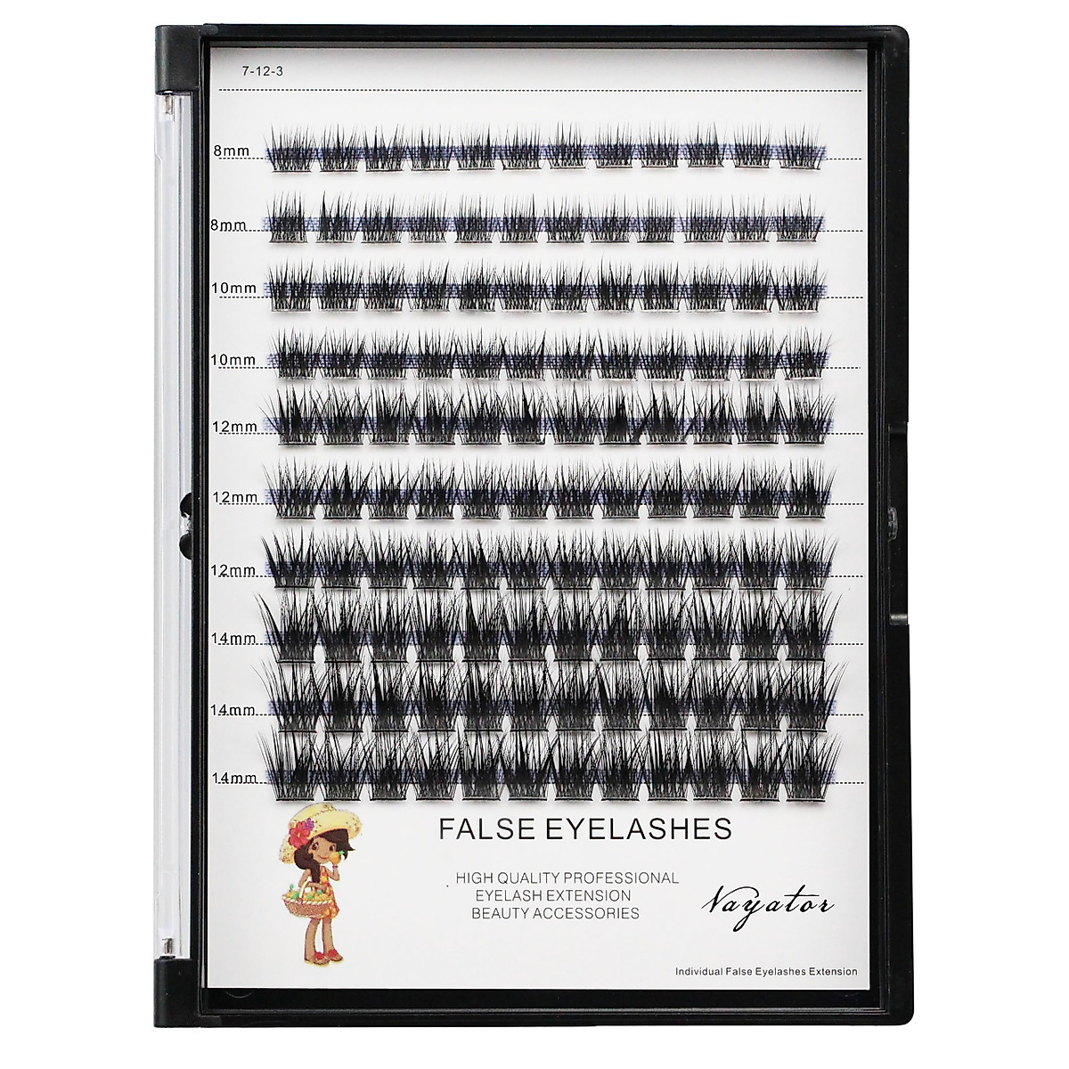Vayator Mixed Size Kit with Applicator and Lash Bond & Seal 8-14mm/10-16mm/14-20mm Mix D Curl/DD Curl Makeup Cluster Grafting Eyelashes Individual Extension (C#8-10-12-14mm Mixed)