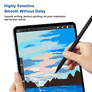 Stylus Pens for Touch Screens Power-Display Tablet Pen POM Tip Magnetic Digital Touch Pen Compatible with iPhone/iPad/iPad Pro/Lenovo/and Other iOS/Android Smartphone and Tablet Devices (Black)