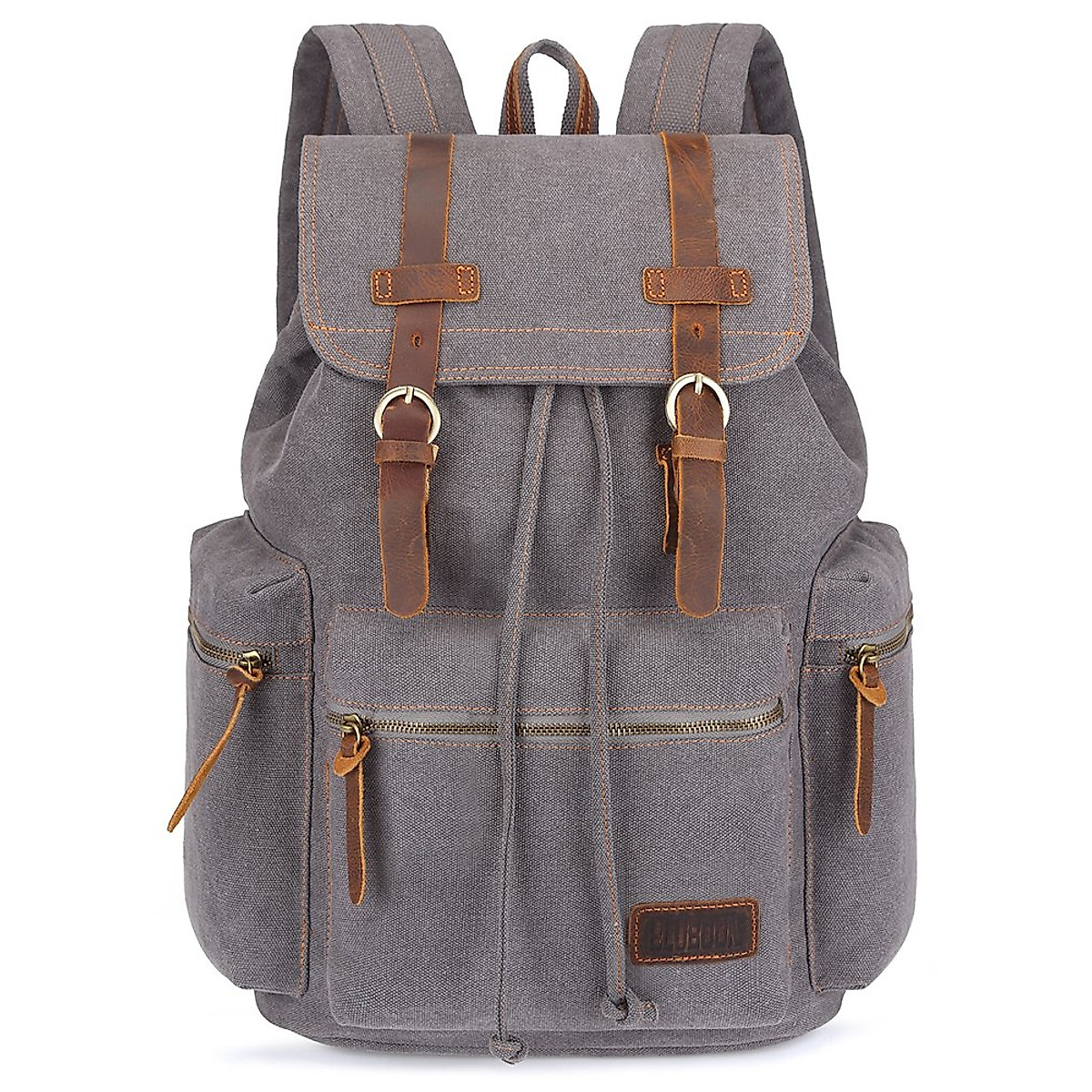 Bluboon Vintage Backpack Leather Trim Casual Bookbag Men Women Laptop Travel Rucksack