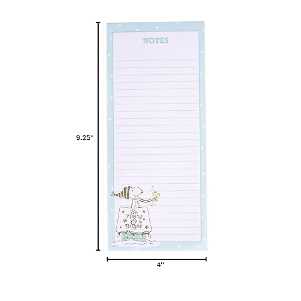 Graphique Merry Snoopy Holiday Magnetic Notepad | 100 Tear-Away Sheets | Grocery, Shopping, To-Do List | Writing Pad for Fridge, Kitchen, Office | Lined Paper | Great Gift | 4” x 9.25”