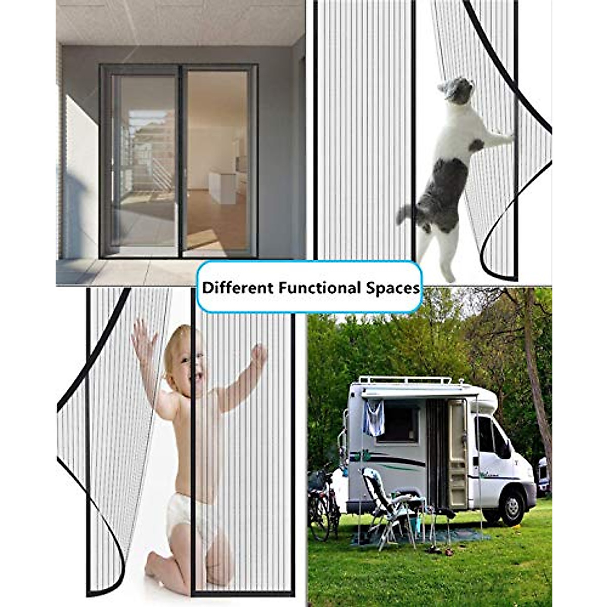 METAONLY Magnetic Screen Door Fits Door Size 32" x 80", Actual Screen Size 34" x 81", Screen Door Mesh,Door Screen Magnetic Closure for Patio Door Enjoy Air Fresh-Black