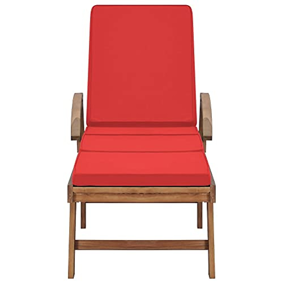 Sun Loungers with Cushions 2 pcs Solid Teak Wood Red Folding Sun Lounger.Foldable Chaise Lounge.Adjustable Outside Patio Sunlounger.Outdoor Wooden Garden Lounge Chair