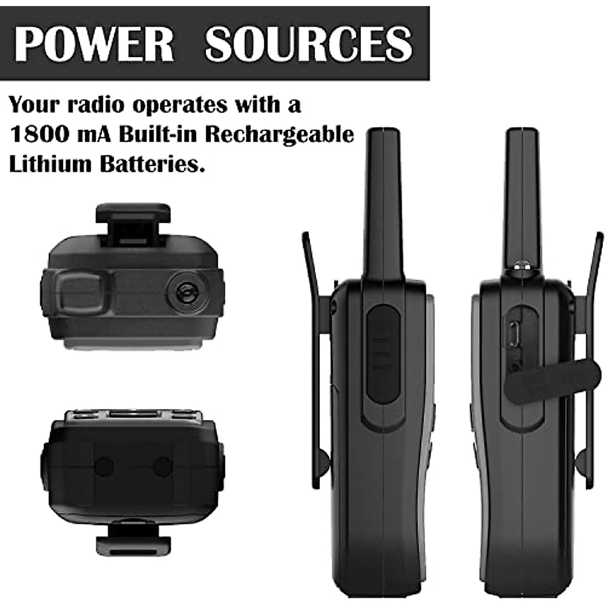 Long Range Walkie talkies, 2 Way Cb Radio Rechargeable, Camping Walky Talky for Adults, Survial Kits and Equipment, 142 Privacy Codes, & NOAA Weather Scan