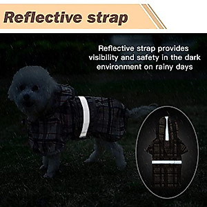 Dog Raincoat Hooded with Reflective Strip - Waterproof Dog Jumpsuit Raincoat Adjustable Lightweight Breathable Rain Poncho Jacket Rainwear for Large Dogs