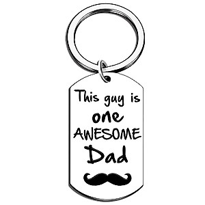Father's Day Gifts for Men Dad Keychain from Daughter Son Kids Birthday Gifts for Dad Papa Step Dad Gifts for Fathers Day Christmas Valentine Birthday Small Meangiful Romatic Gifts for Him,Silver