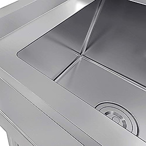 Bonnlo 3-Compartment 304 Stainless Steel Utility Sink Commercial Grade Laundry Tub Culinary Sink for Outdoor Indoor, Garage, Restaurant, Kitchen, Laundry/Utility Room - 39” W x 18” D x 40.2” H