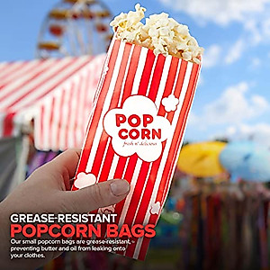 1 oz Paper Popcorn Bags Bulk (500 Pack) Small Red & White Pop-corn Bag Disposable for Carnival Themed Party, Movie Night, Halloween, Popcorn Machine Accessories & Supplies, Individual Servings