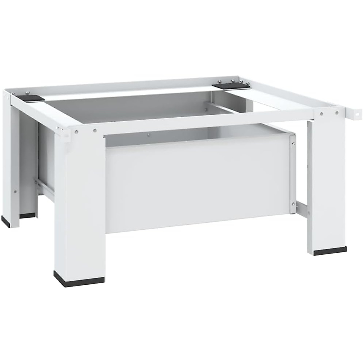 vidaXL Heavy-Duty Steel Washing Machine Pedestal with Storage Drawer - White, Suitable for All Standard Washing Machines and Dryers, Non-Slip and Scratch Protection Design