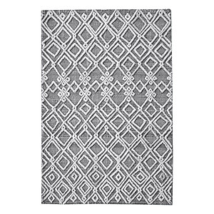 MY SWANKY HOME Gray White Ivory Wool Geometric Diamond Pattern Area Rug | 8 x 10 Tribal Ethnic