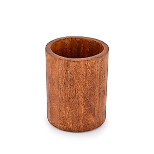 EDHAS Natural Mango Wood Cooking Utensil Holder for Countertop, Spoons, Cooking Tools, etc. (5" x 5" x 6")