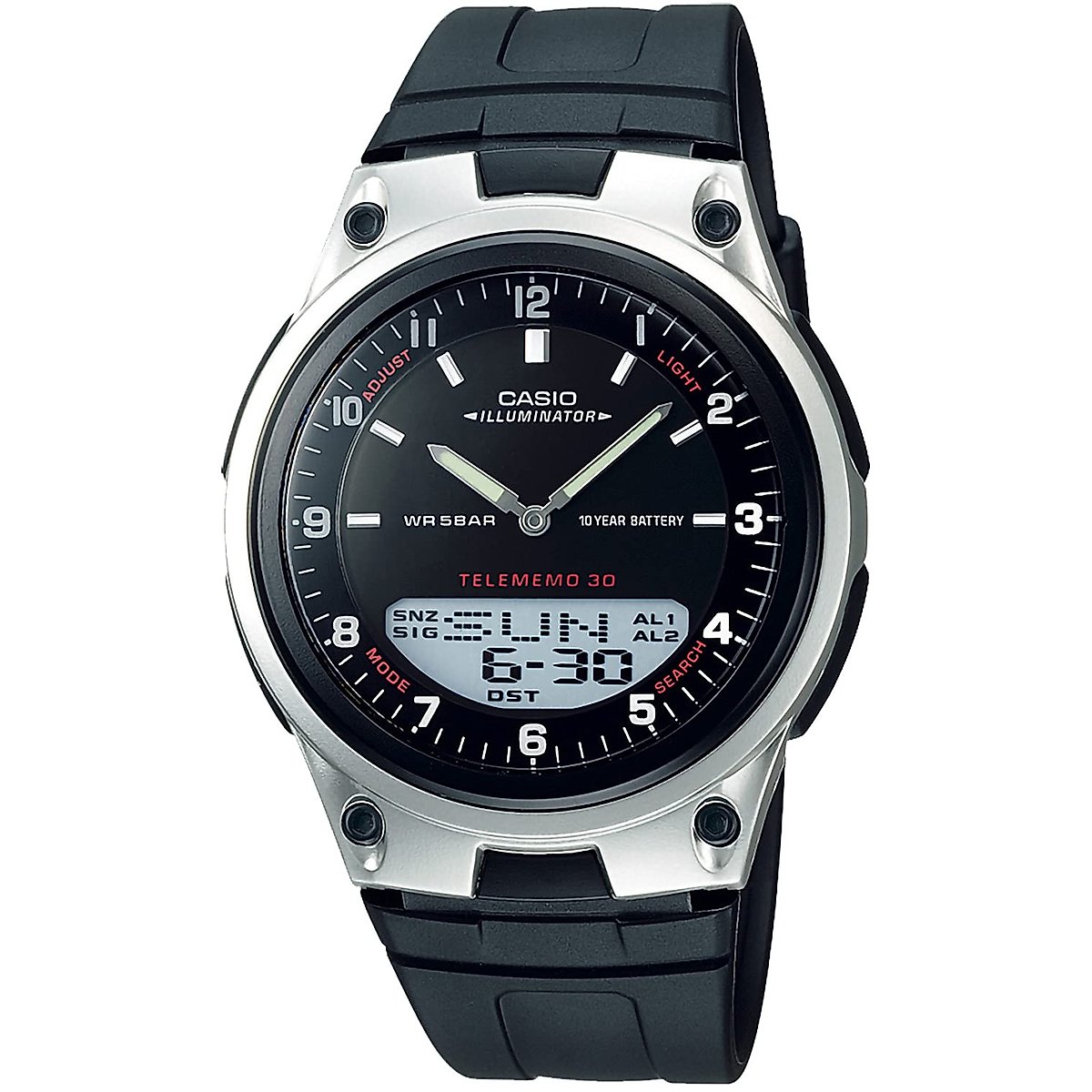 Casio Watch, Casio Collection, Digital Ana-Combi, Black (5 ATM water resistant), 1個, Newest model