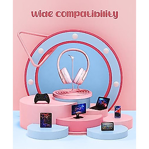 DyBaxa Kids Headphones, Wired Foldable On-Ear Headphones for Kids, Volume Limiter 94dB, Kid Headphones for School Classes Travel, 3.5mm Jack Kids Headset Compatible Smartphones Tablet, Pink