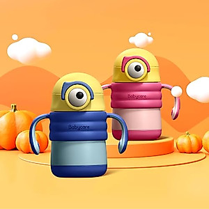 bc babycare Stainless Steel Sippy Cup, Toddler Cups with Straw and Handle, Leak Proof Toddler Straw Cups, Baby Sippy Cup, Insulated Cup, Insulated Cup, 6+ mths, 9.8oz Pink