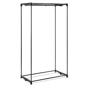 Whitmor, Gray Covered Wardrobe with Accessory Storage, 34 inch