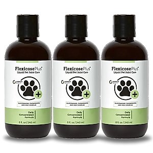 Flexicose Pet Plus - Liquid Joint Care - 8 fl oz (3 Bottles ) - Dog Glucosamine & Chondroitin Liquid Supplement - Joint and Hip Vitamins for Dog Joint Pain Relief
