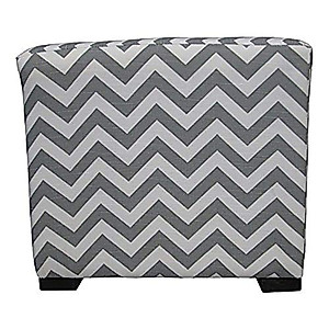 Sole Designs Zig Zag Design Merton Collection Grey Finish Button Tufted Upholstered Square Ottoman