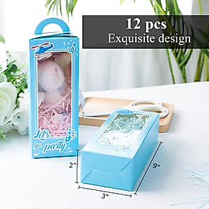 JOHOUSE 12PCS Blue Party Favor Boxes, Doll Gift Boxes with Window Candy Treat Boxes for Boys Birthday Party Decoration